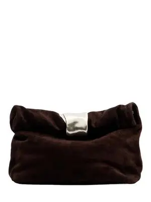 Staud Cuff Suede Clutch Brown