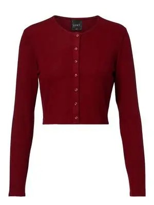LESET Lauren Cropped Jersey Cardigan - Burgundy