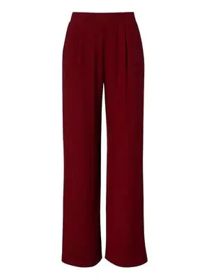 LESET Lauren Pleated Wide-leg Pants - Burgundy