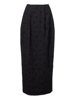 Posse Salma Embroidered Cotton Maxi Skirt - Black