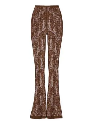 Norma Kamali High-rise Lace Flare Pants - Brown