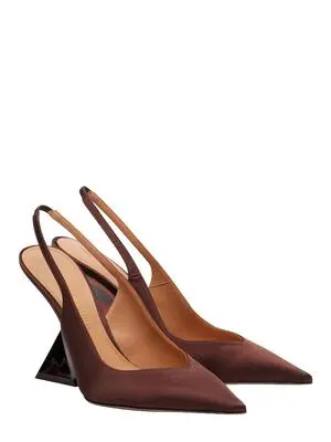 Attico Satin Slingback Wedges - Brown