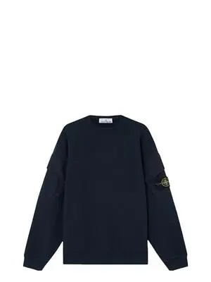 Stone Island 6100008 Brushed Organic Cotton Fleece Sweatshirt - Navy Blue