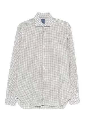 BARBA NAPOLI Gingham-pattern Button-up Shirt - White