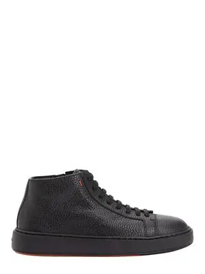 SANTONI Leather High-Top Sneakers