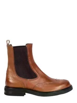 DELDUCA Leather Chelsea Boots - Brown