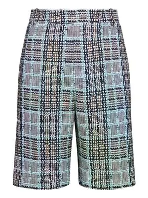 Thom Browne Check-pattern Tweed-effect Shorts - Blue