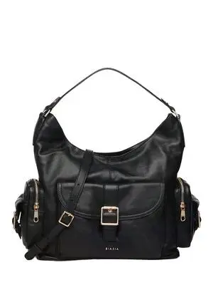BIASIA Buckle Front-pocket Shoulder Bag - Black