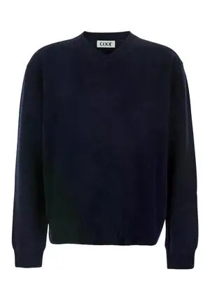 COOR V-neck Ribbed Sweater - Blue