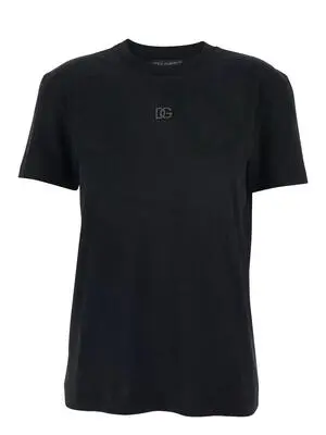 Dolce & Gabbana Logo-embroidered Crew-neck T-shirt - Black