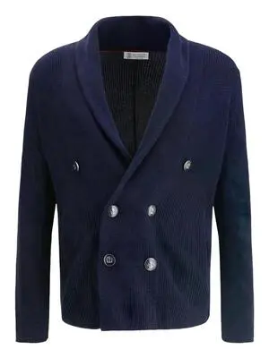 Brunello Cucinelli Shawl-collar Double-breasted Cardigan - Blue