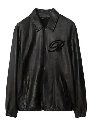 Burberry Cursive Logo Leather Overshirt - Black
