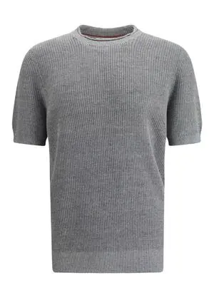 Brunello Cucinelli Short-sleeve Knitted T-shirt - Grey