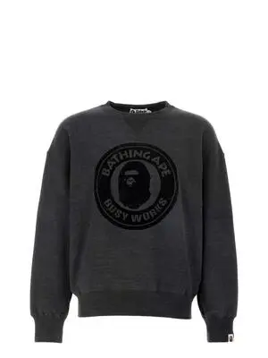 A BATHING APE Long-sleeve Graphic Sweater Grey