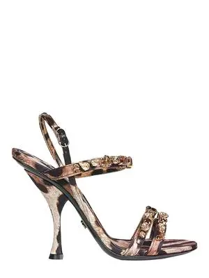 Dolce & Gabbana 105mm Keira Leopard-print Sandals - Brown