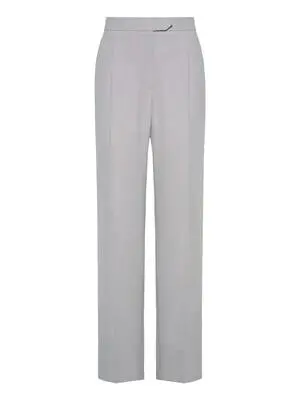 ANOUKI Pleated Straight Leg Trousers - Grey