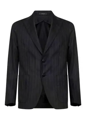 Tagliatore Pinstriped Peak-lapel Blazer - Black