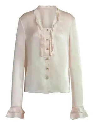 Alberta Ferretti Ruffled Buttoned Shirt - Neutrals