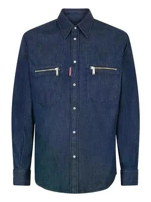 Dsquared2 Zipped Pocket Biker Shirt - Blue