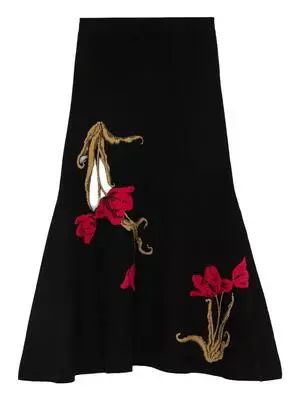 Erdem Floral-motif Knitted Midi Skirt - Black
