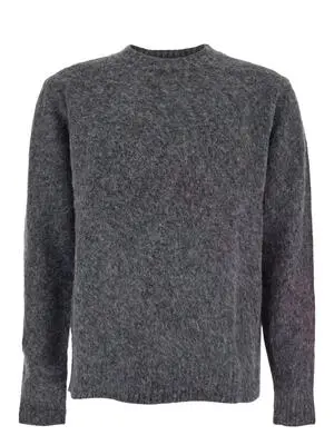 COOR Ribbed-trims Crew-neck Sweater - Grey