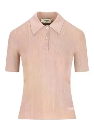 Fendi Button-up Short Sleeve Polo Shirt - Pink