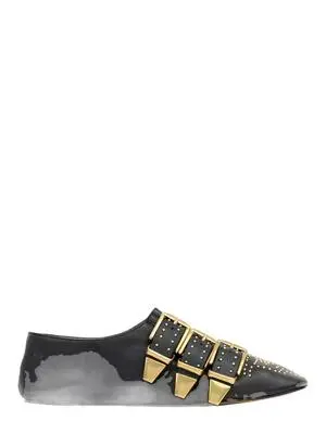 Chloé Susanna Buckle-detailed Studded Flat Pumps - Black