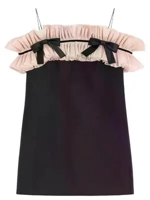 Valentino Garavani Crepe Couture Pleated Bow Mini Dress - Black
