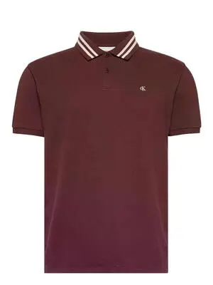 Calvin Klein Striped-collar Polo Shirt - Red