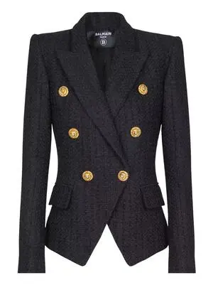 Balmain Six-button Tweed Blazer - Black