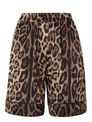 Dolce & Gabbana Leopard-print Silk-blend Satin Shorts - Animal Print