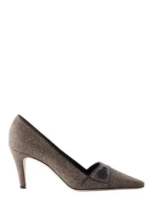 Manolo Blahnik Lulamae 70 Leather-trimmed Tweed Pumps - Brown