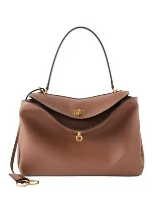 Balenciaga Rodeo Medium Leather Shoulder Bag Tan