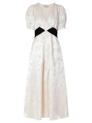 Gabriela Hearst Gabriela Hearst Larkin Belted Floral-Jacquard Silk-Satin Maxi Dress Neutrals