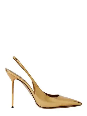 Paris Texas Lidia Mirrored-leather Slingback Pumps - Metallic