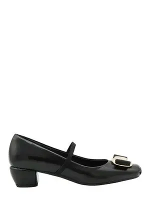 FERRAGAMO 40mm Vara Buckle Strap Pumps - Black