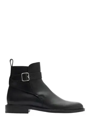 Burberry Buckle Manor Leather Boots - Black