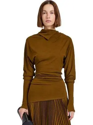 Proenza Schouler Golda Jersey Top Tobacco