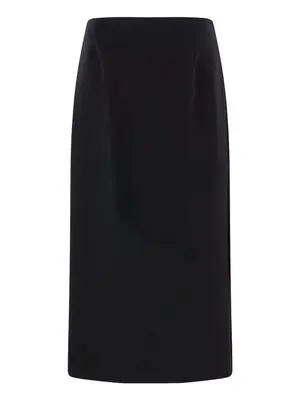 THE ROW Wool Midi Skirt - Black