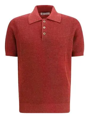 Brunello Cucinelli Short-sleeve Knitted Polo Shirt - Red