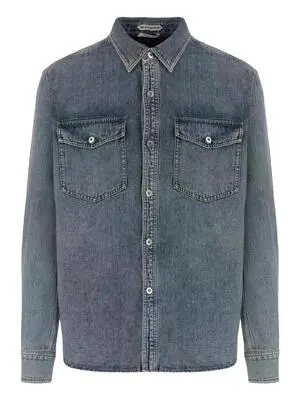 JW Anderson Logo-patch Denim Shirt - Blue