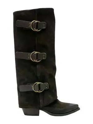 METISSE 55mm Buckle-detail Boots - Brown