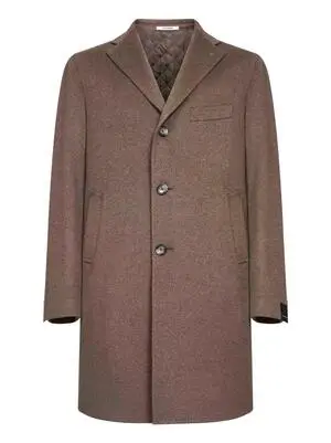 Tagliatore Three-button Coat With Logo Pin - Brown