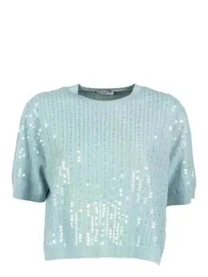 Marella Sequin Short-sleeve Top - Blue