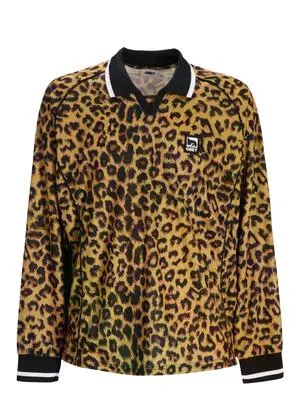Obey Animal-print Long Sleeve Polo Shirt - Brown