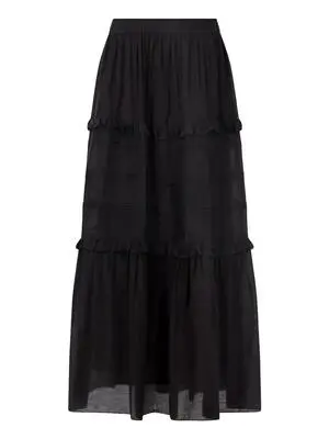 MARANT ETOILE Tiered Maxi Skirt With Ruffle Detail - Black