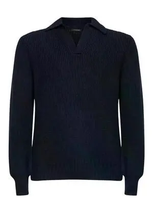Tagliatore Ribbed Long-sleeve Pullover - Blue