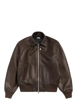 StÜssy Leather Flight Jacket - Brown