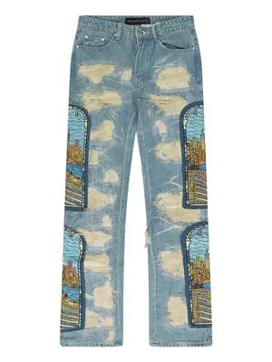 WHO DECIDES WAR BY EV BRAVADO Stained Glass Denim - Blue