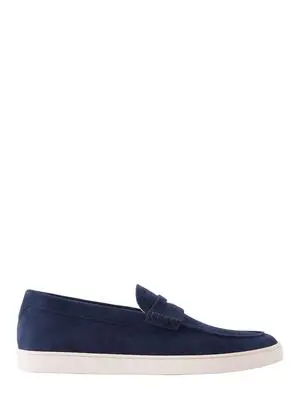 Brunello Cucinelli Suede Penny Loafers Navy